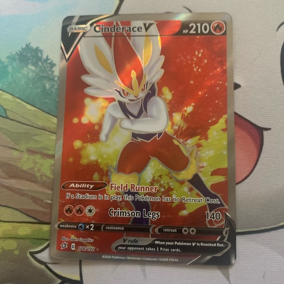 Pokemon | Toys | Pokemon Cinderace V Card Full Art 78192 Red And White ...